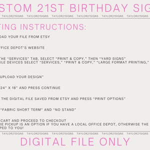 Customized 21st Birthday Sign- DIGITAL FILE ONLY - Etsy