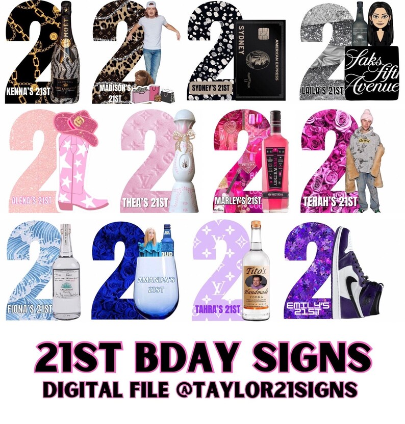 Customized 21st Birthday Sign DIGITAL FILE ONLY - Etsy