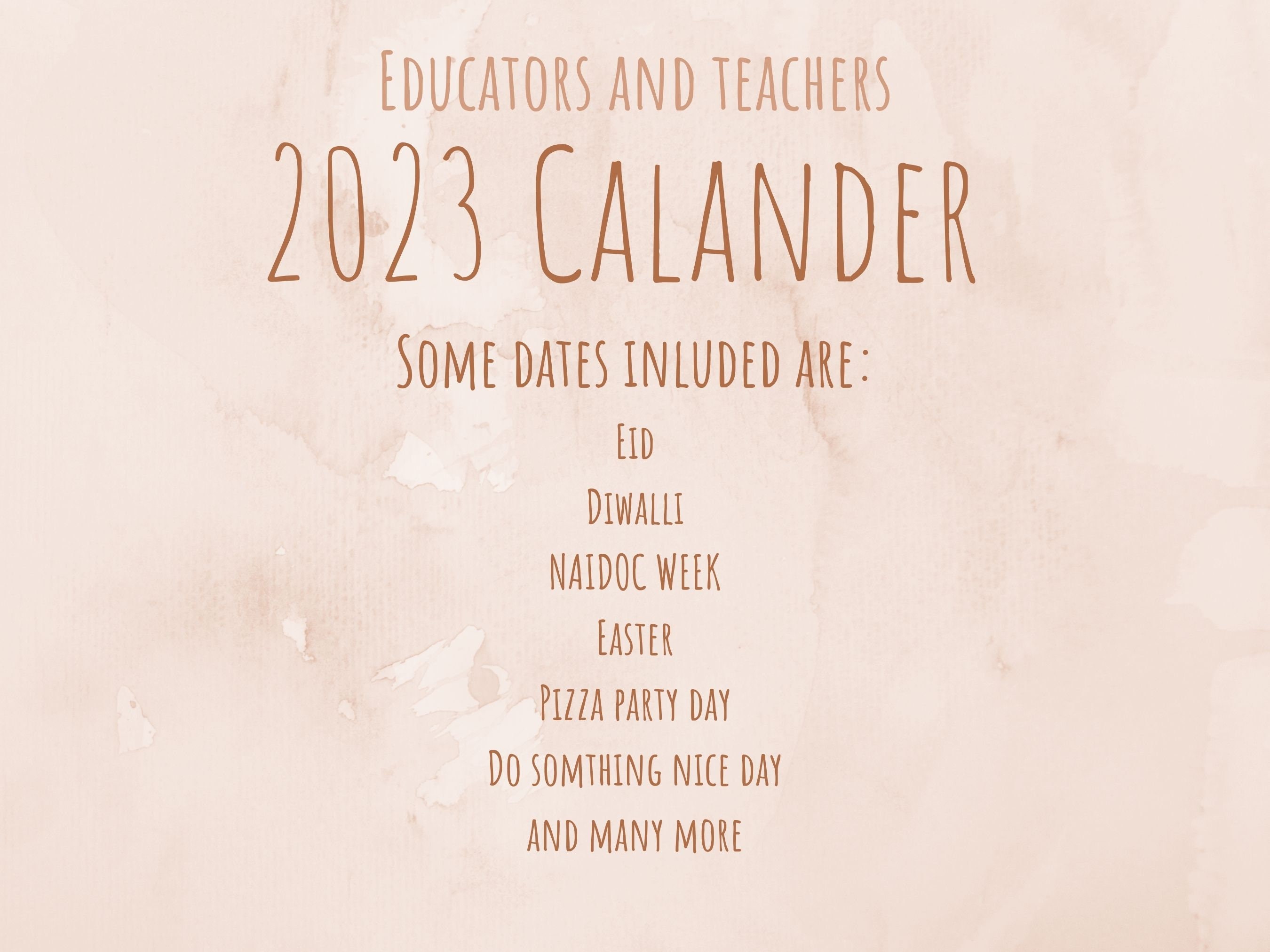 Teachers Calander 2023 Printable Important Dates - Etsy