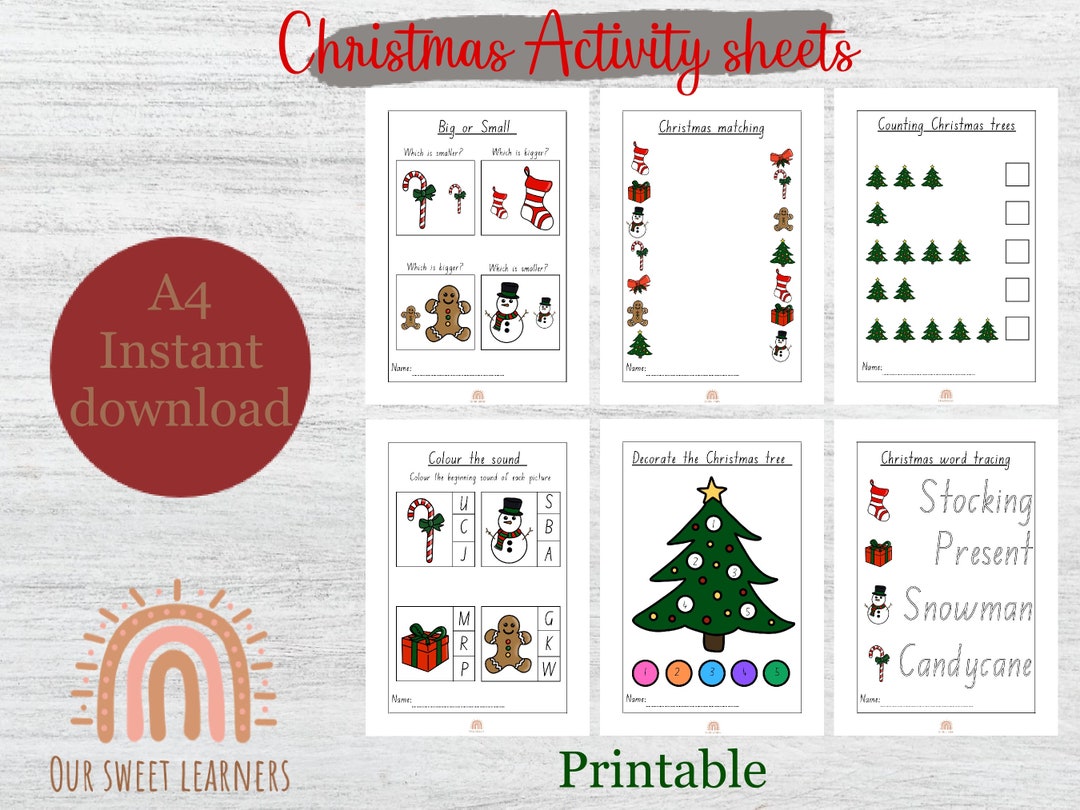 Christmas Preschool Printables Instant Downloads Teaching Resources - Etsy