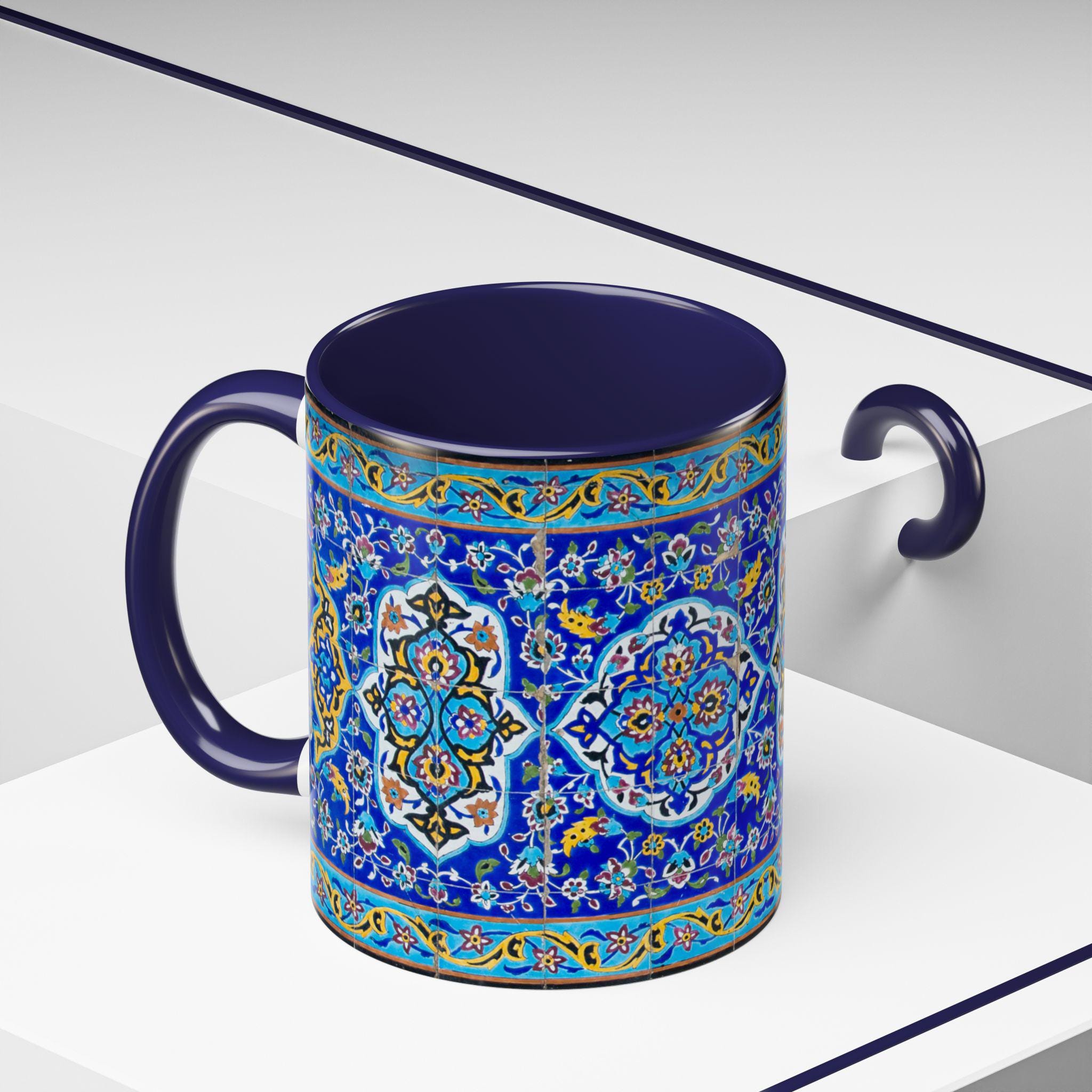 Persian Tile Mug, Islamic Geometric Coffee Mug, Blue Iranian Art ...