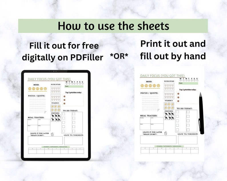 ADHD Planner, Check-list, Printable, Organizer, Self-care, Growth ...