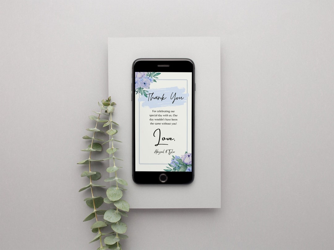 Electronic Wedding Thank You Template Photo Thank You Note Digital ...