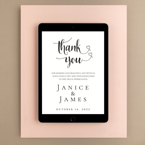 Electronic Wedding Thank You Template Photo Thank You Note Digital ...