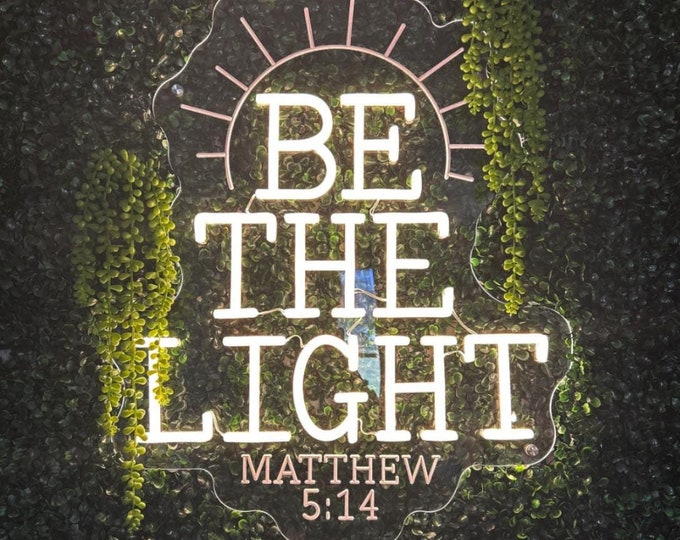 Be the Light Neon Sign Bible Verse LED Decor Gift for Christians Mathew ...