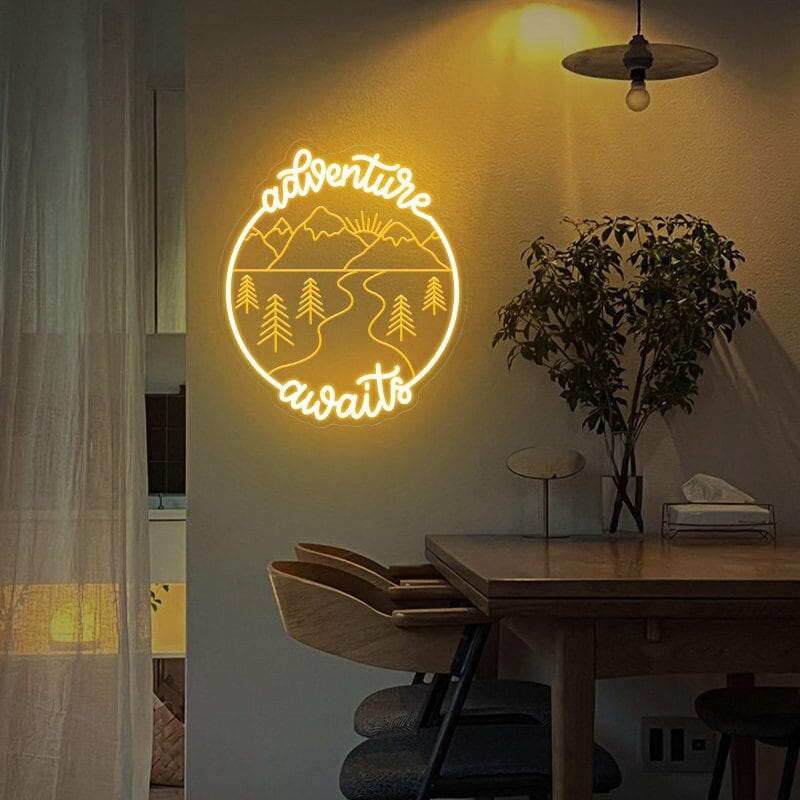 Adventure Awaits Neon Sign, Nursery Wall Art, Kids Room LED Wall Deco ...