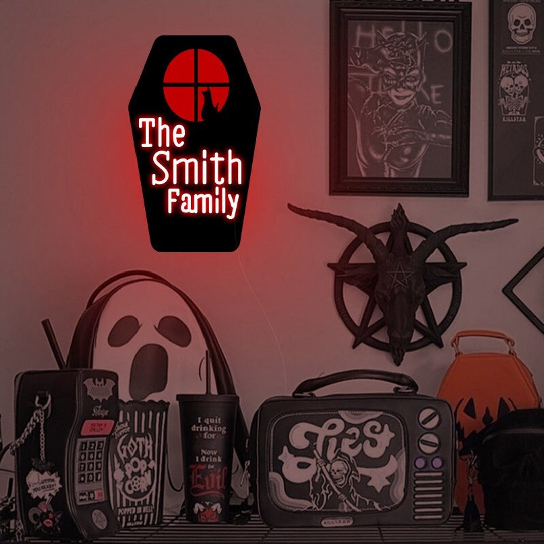 Personalized Family Coffin Halloween Decor| Family Name Neon Sign| Goth ...