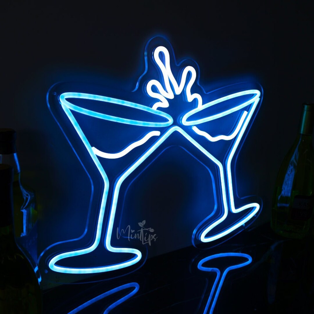 Custom Cocktail Glasses Neon Sign Cocktail Neon Light Drink - Etsy