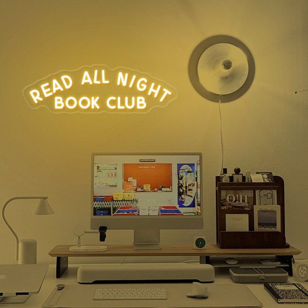 Read All Night Book Club Neon Sign Book Obsessed Book Club LED Decor ...