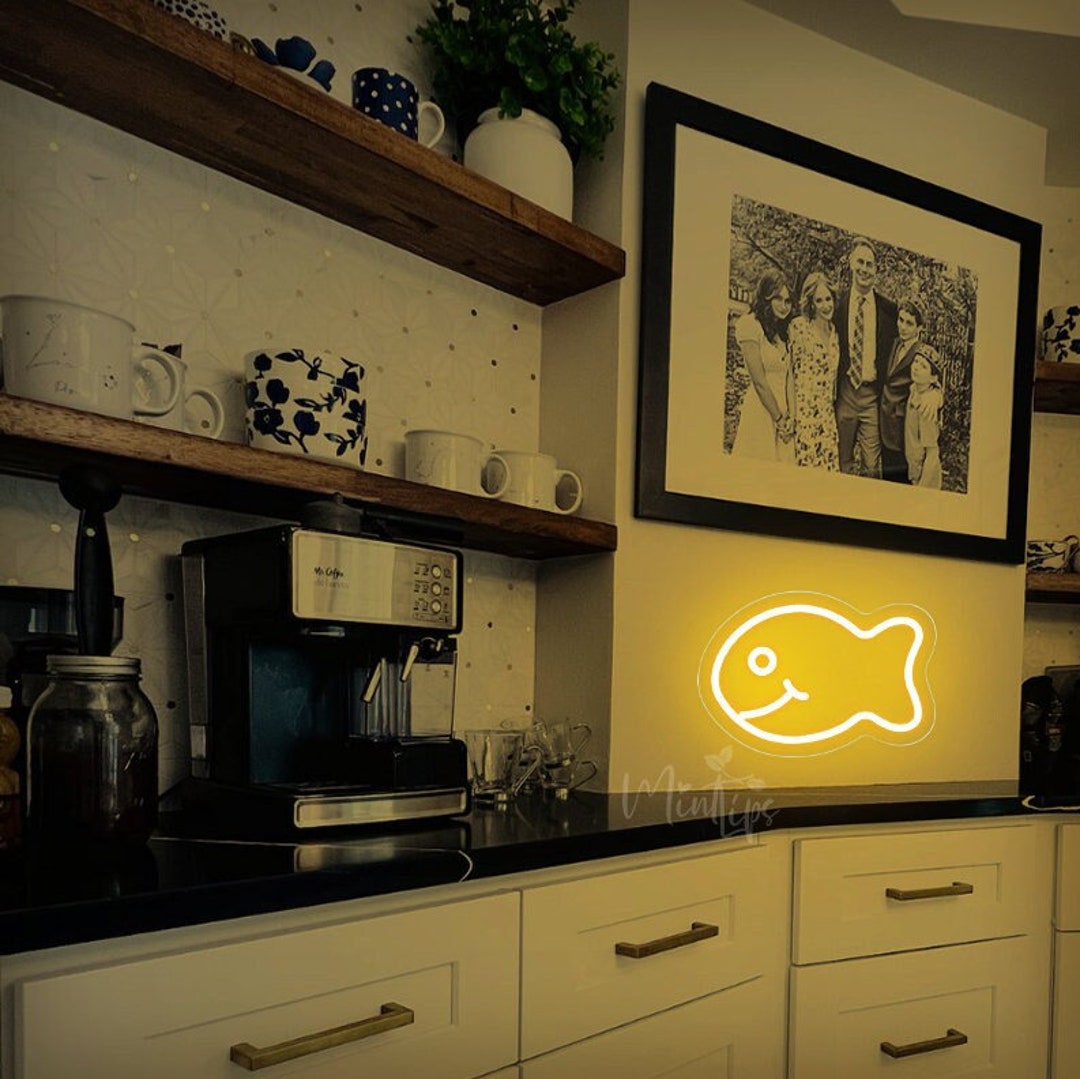 Gold Fish Cookie LED Neon Sign Fish Neon Lights Decor - Etsy
