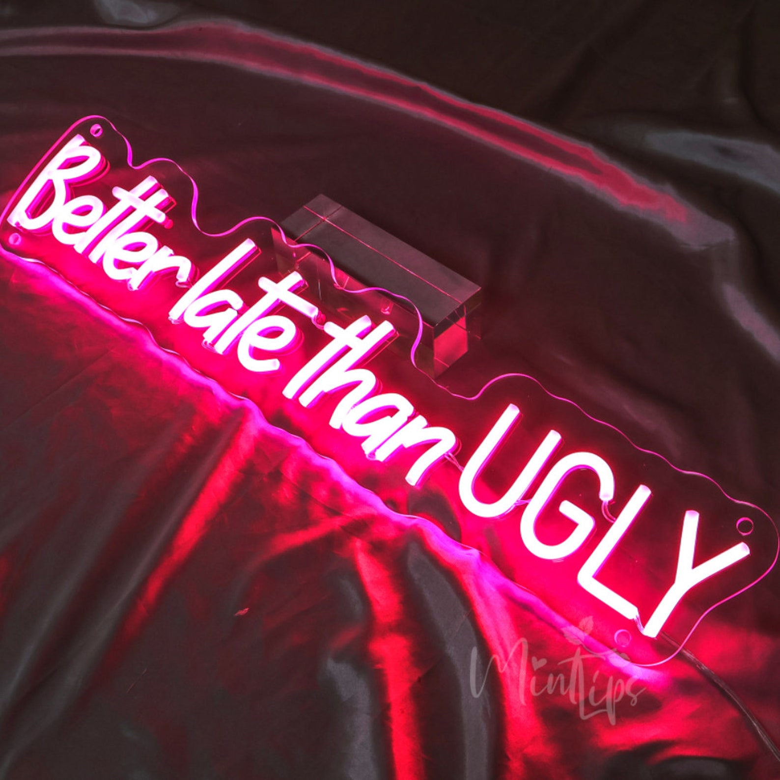 Better Late Than UGLY Neon Sign, Girl Aesthetic LED Sign, Salon Decor ...