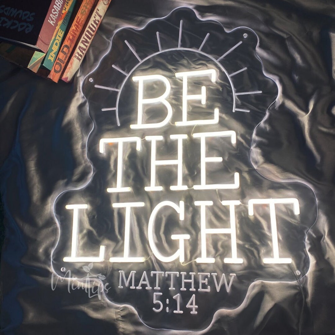 Be the Light Neon Sign Bible Verse LED Decor Gift for Christians Mathew ...