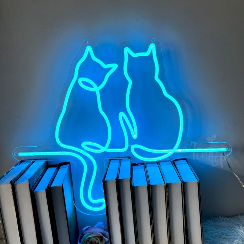 Custom Couple Cats Neon Sign, Line Art, Cat Mom Gift - Etsy Australia