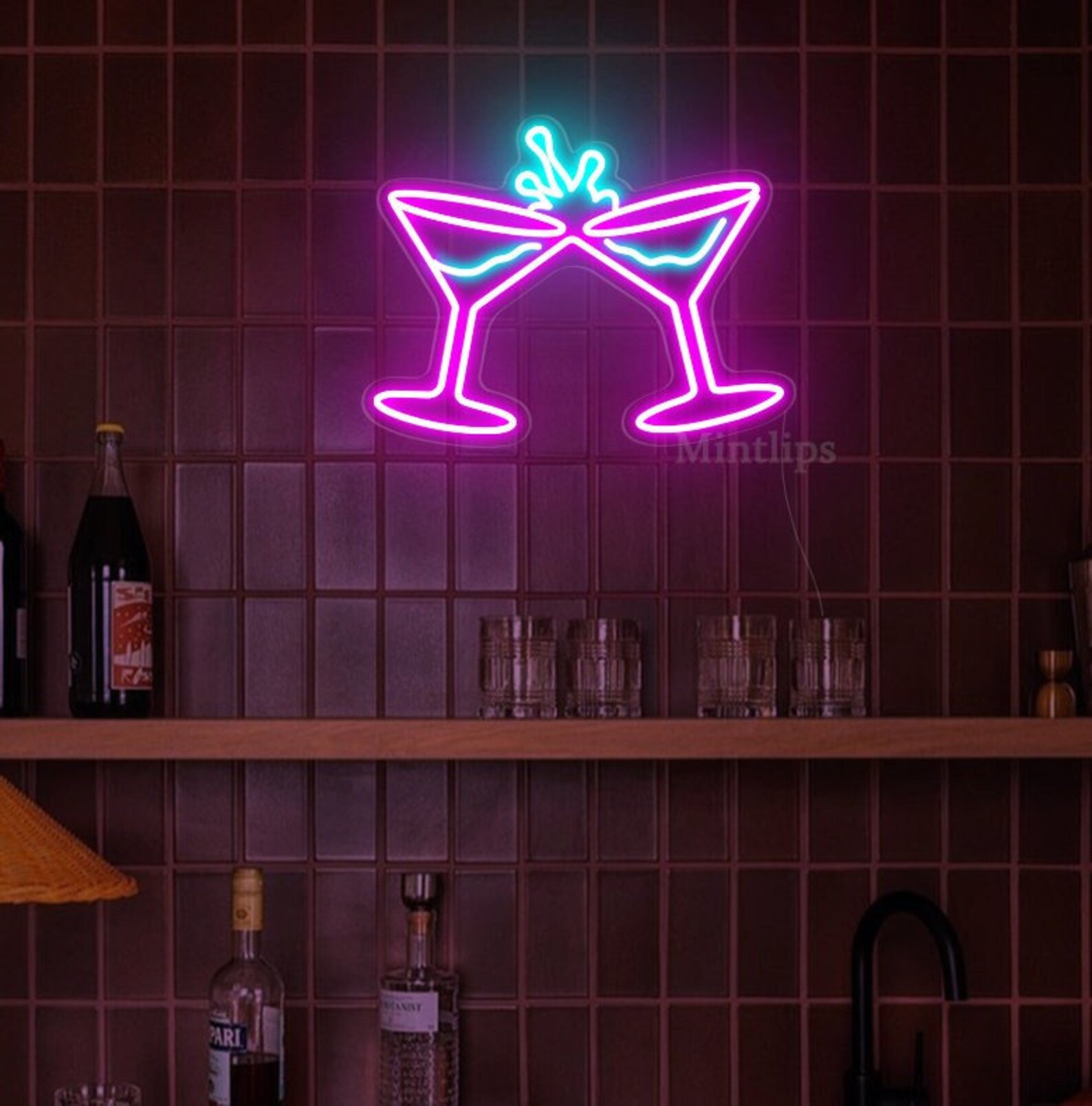 Custom Cocktail Glasses Neon Sign Cocktail Neon Light Drink - Etsy