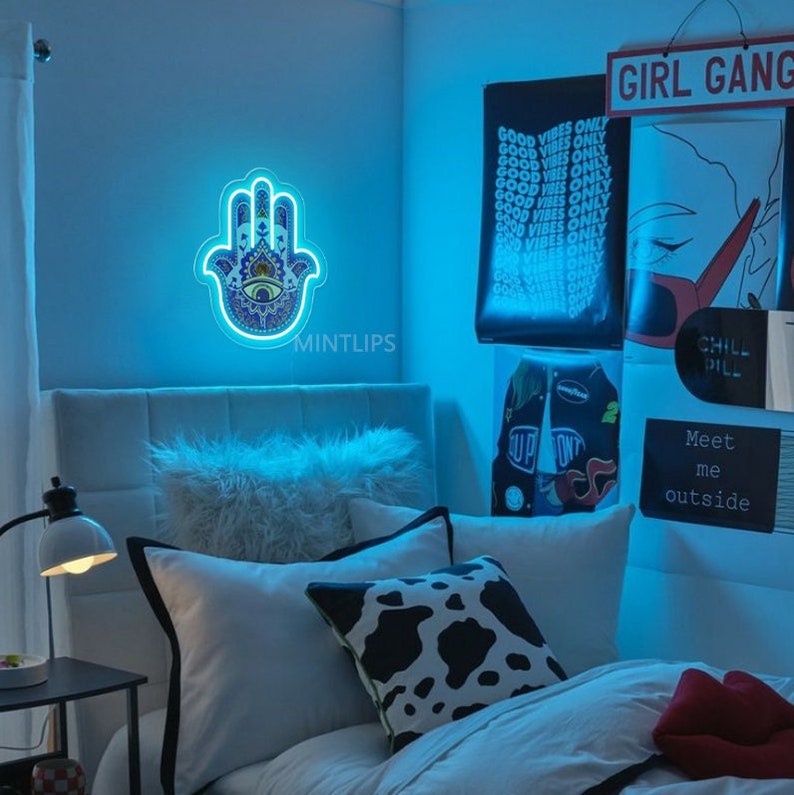 Custom Hamsa Hand Neon Sign, Evil Eye Decor - Etsy