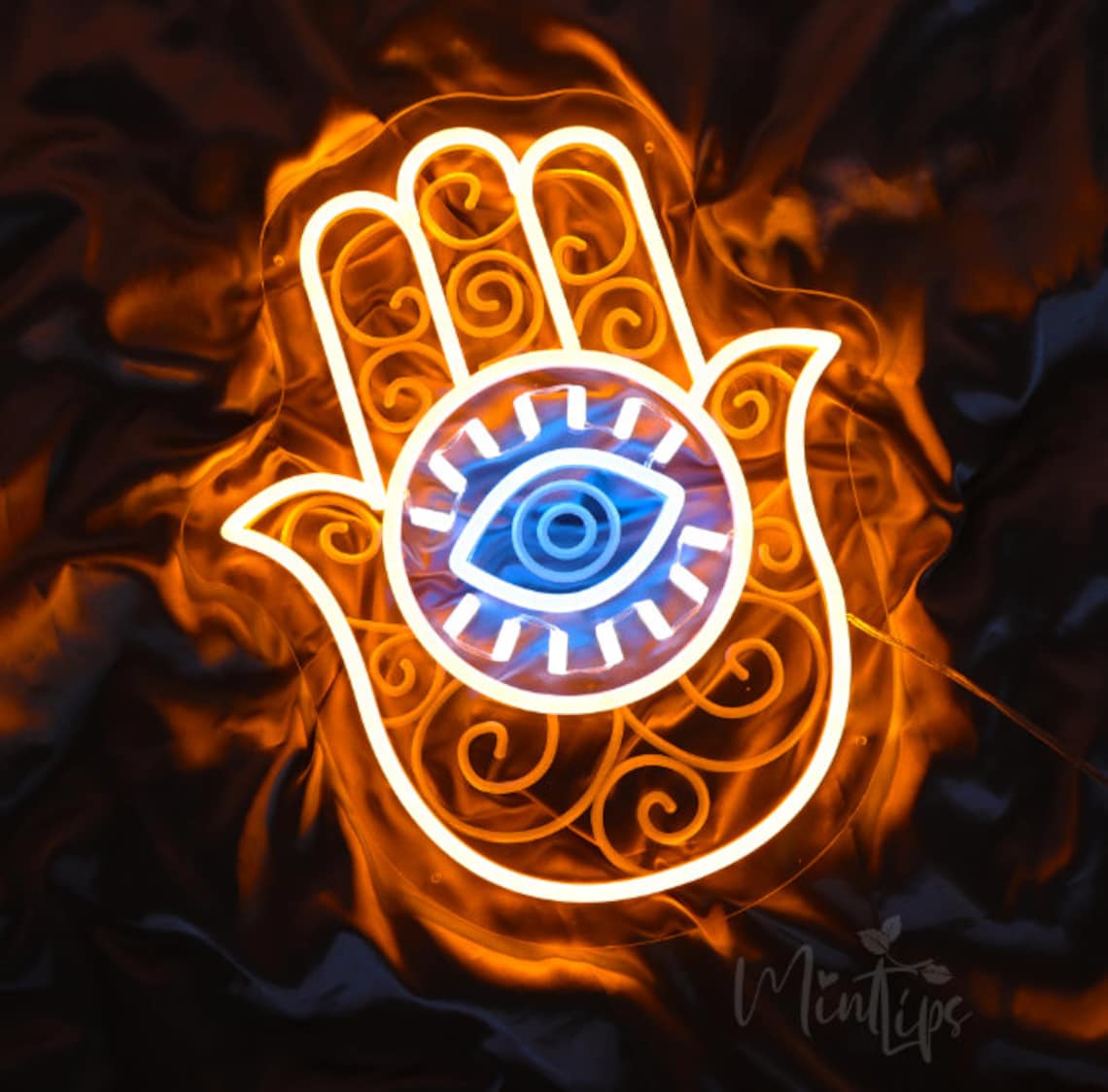 Custom Hamsa Hand Neon Sign Evil Eye Neon Sign Hand of - Etsy