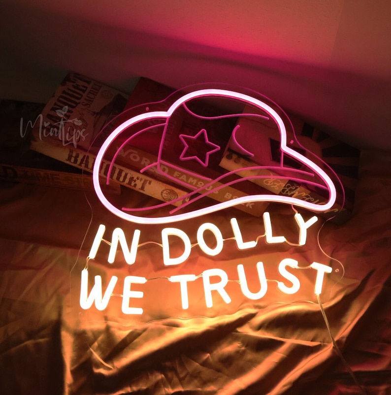 In Dolly We Trust Neon Sign | Custom Western Decor Sign | Cowboy Themed ...