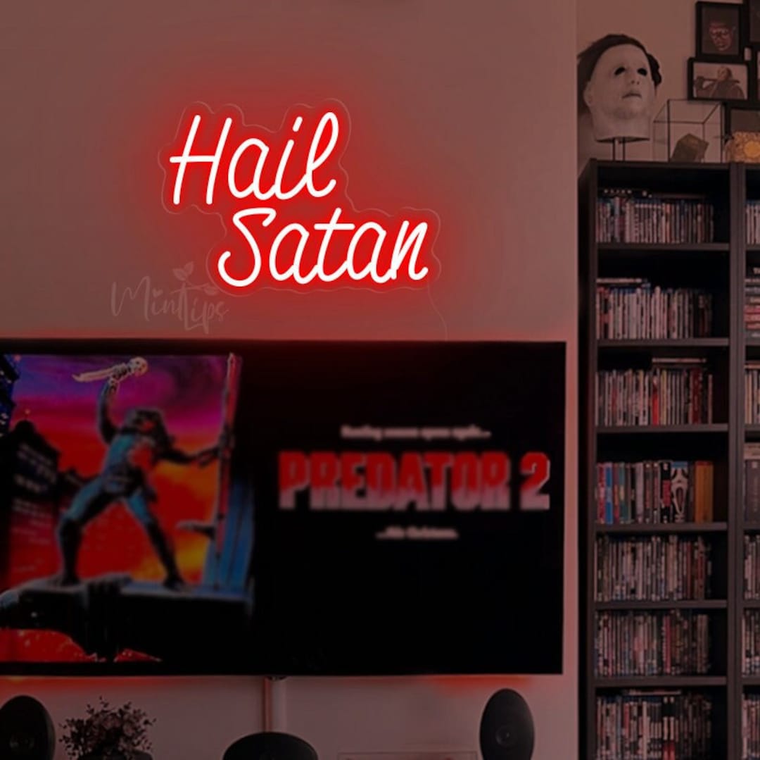Hail Satan Neon Sign | Custom Halloween LED Decor | Goth Wedding | Dark ...