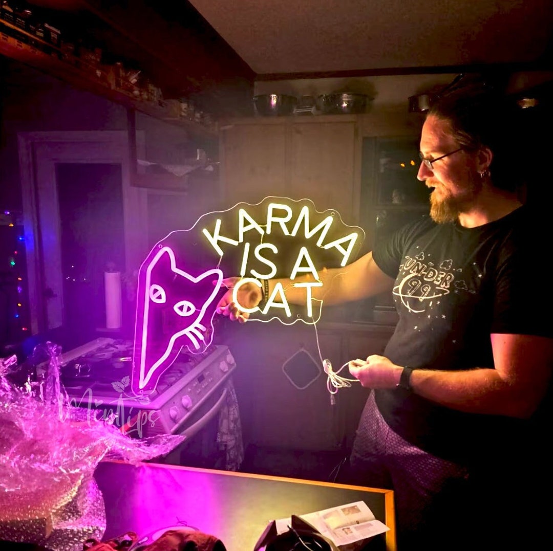 Karma Neon Sign Custom Cat Neon Sign Cute Cat Neon Sign Swift Lyrics ...