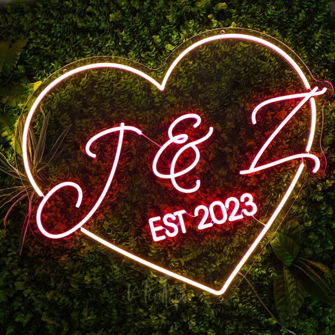 Initials Custom Wedding Neon Sign, Wedding Reception Table Neon Sign ...