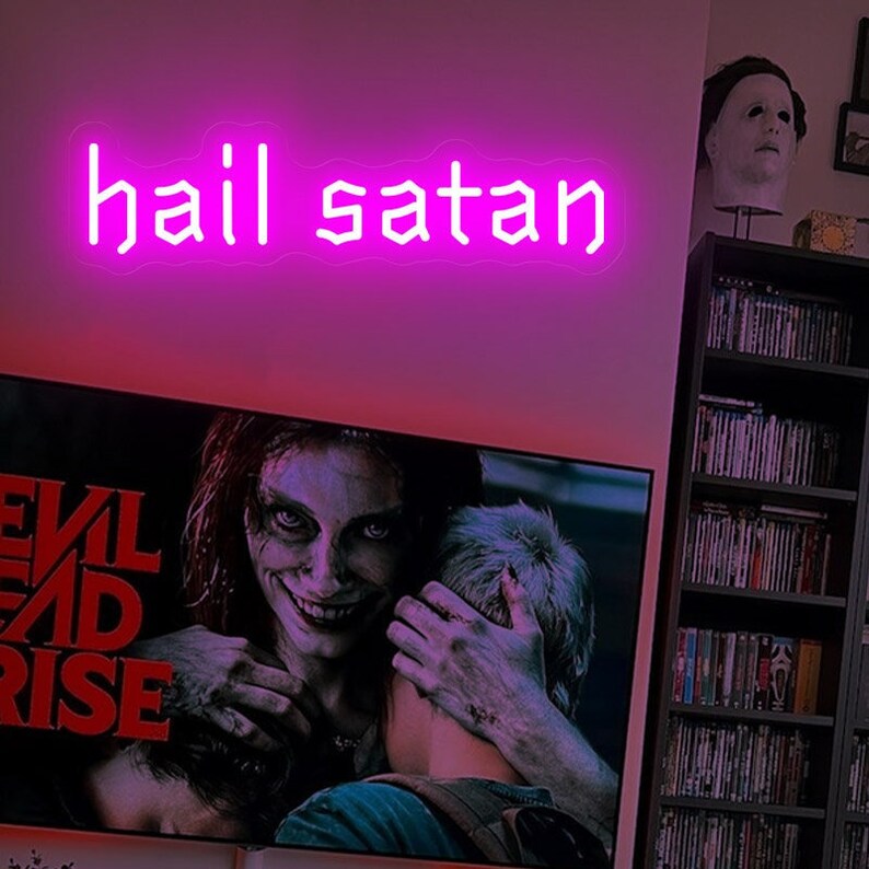 Hail Satan Neon Sign Custom Halloween LED Decor Goth - Etsy