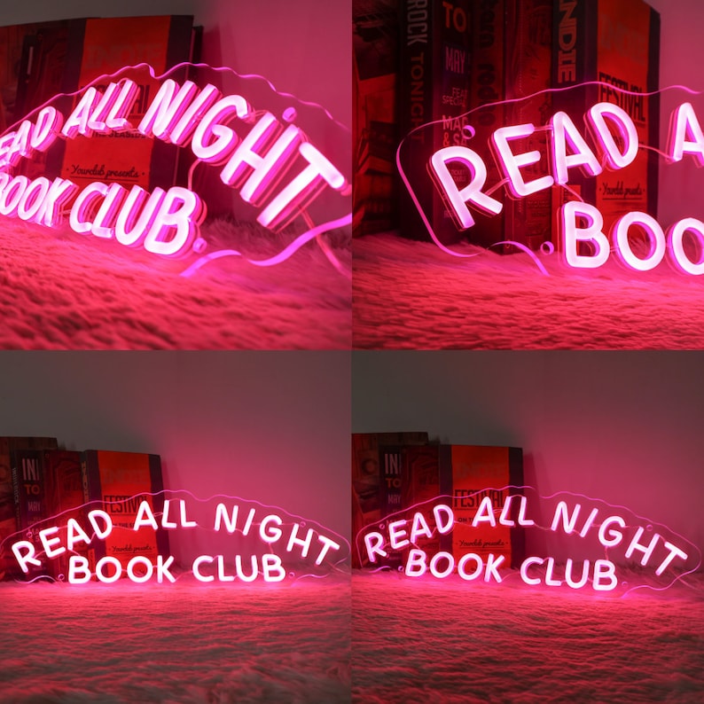 Read All Night Book Club Neon Sign | Book Lover LED Decor - Etsy