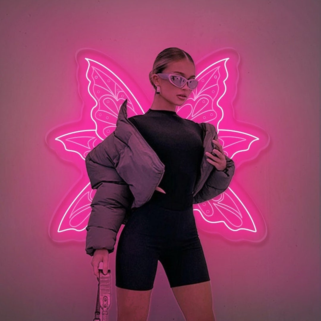 Elf Wing Neon Sign, Pink Neon Art, Trendy Home Decor - Etsy