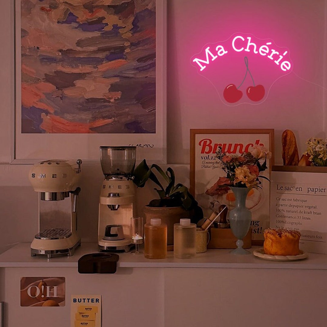 Cherry Ma Cherie Neon Sign. Retro Wall Art Sign, Funky Wall LED Decor ...