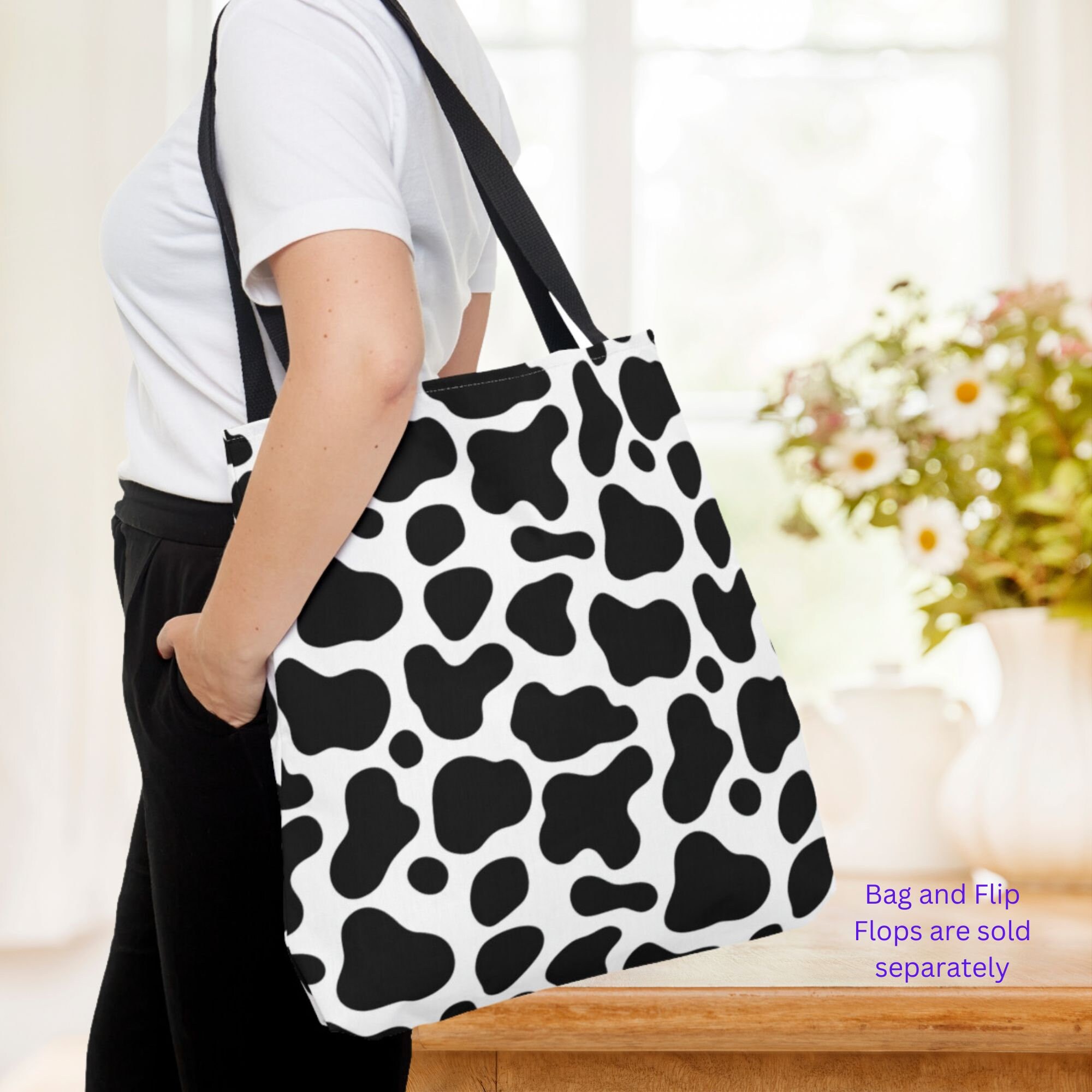 Cow Print Tote Bag and Flip Flops Travel Gift for Women - Etsy