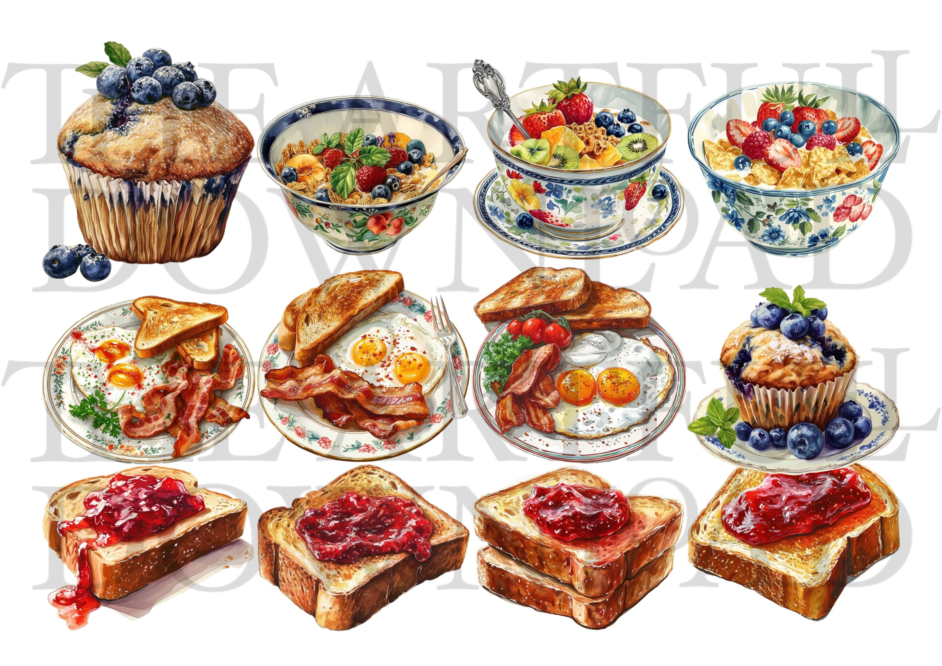 Breakfast Clip Art, Png Images, Digital Product, Printable, Download ...