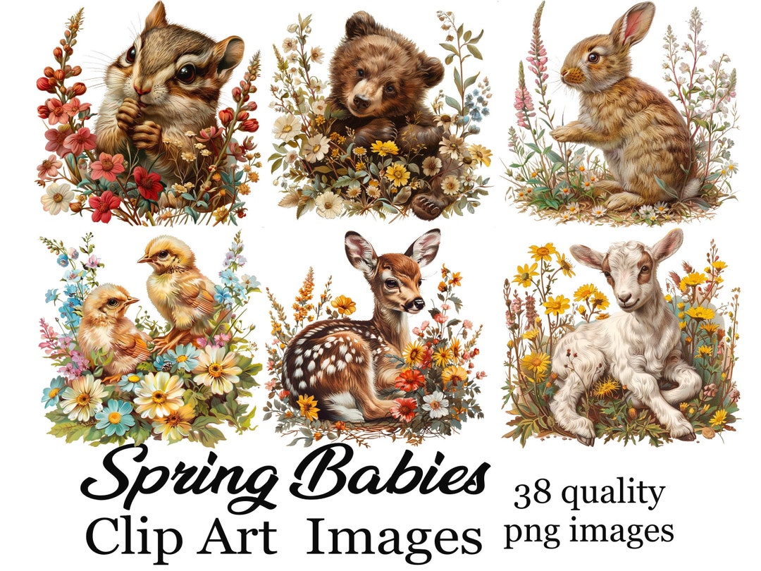 Spring Babies Clip Art, Png Images, Digital Product, Printable ...