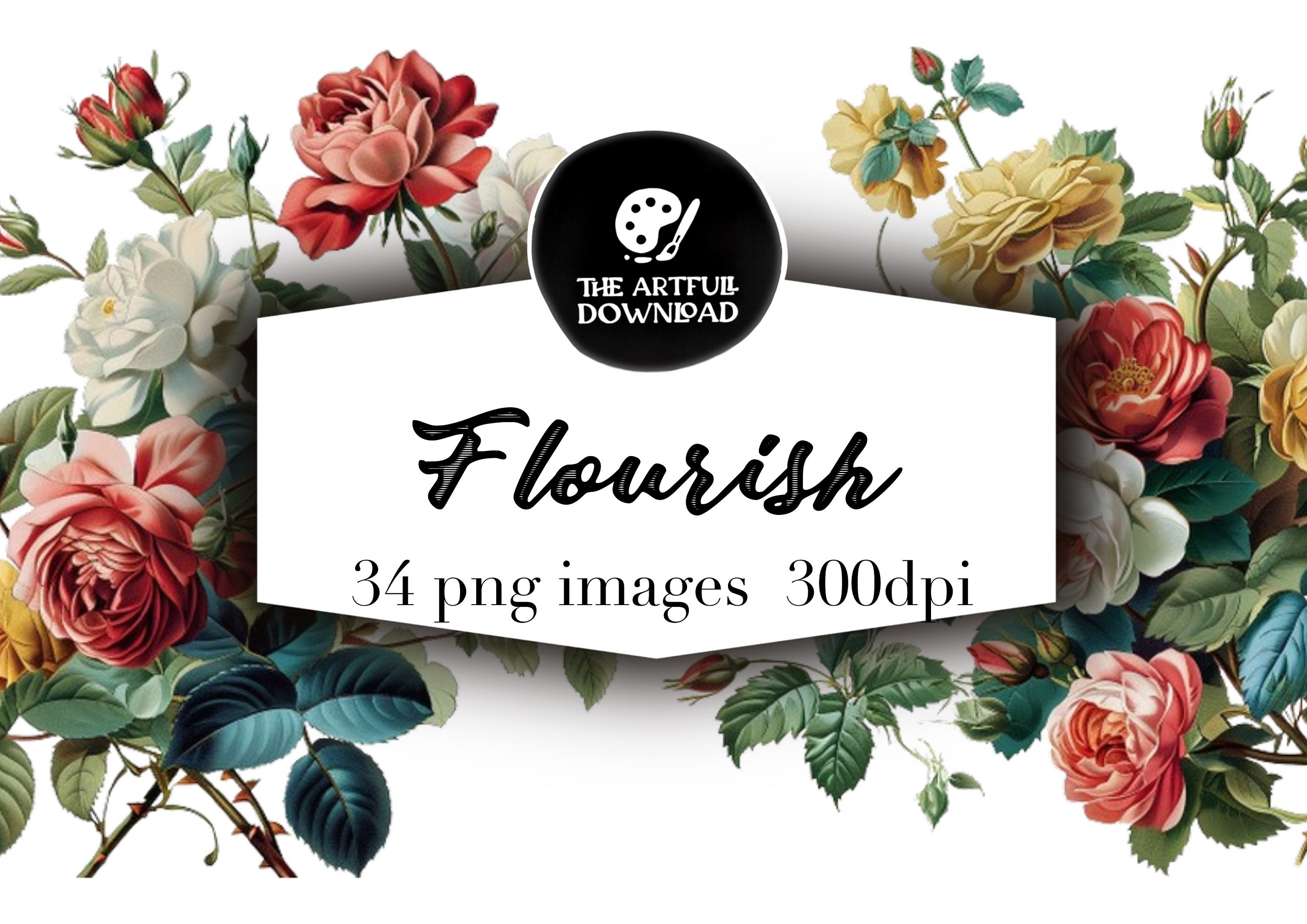 Floral Flourish Clip Art, Png Images, Digital Product, Printable ...