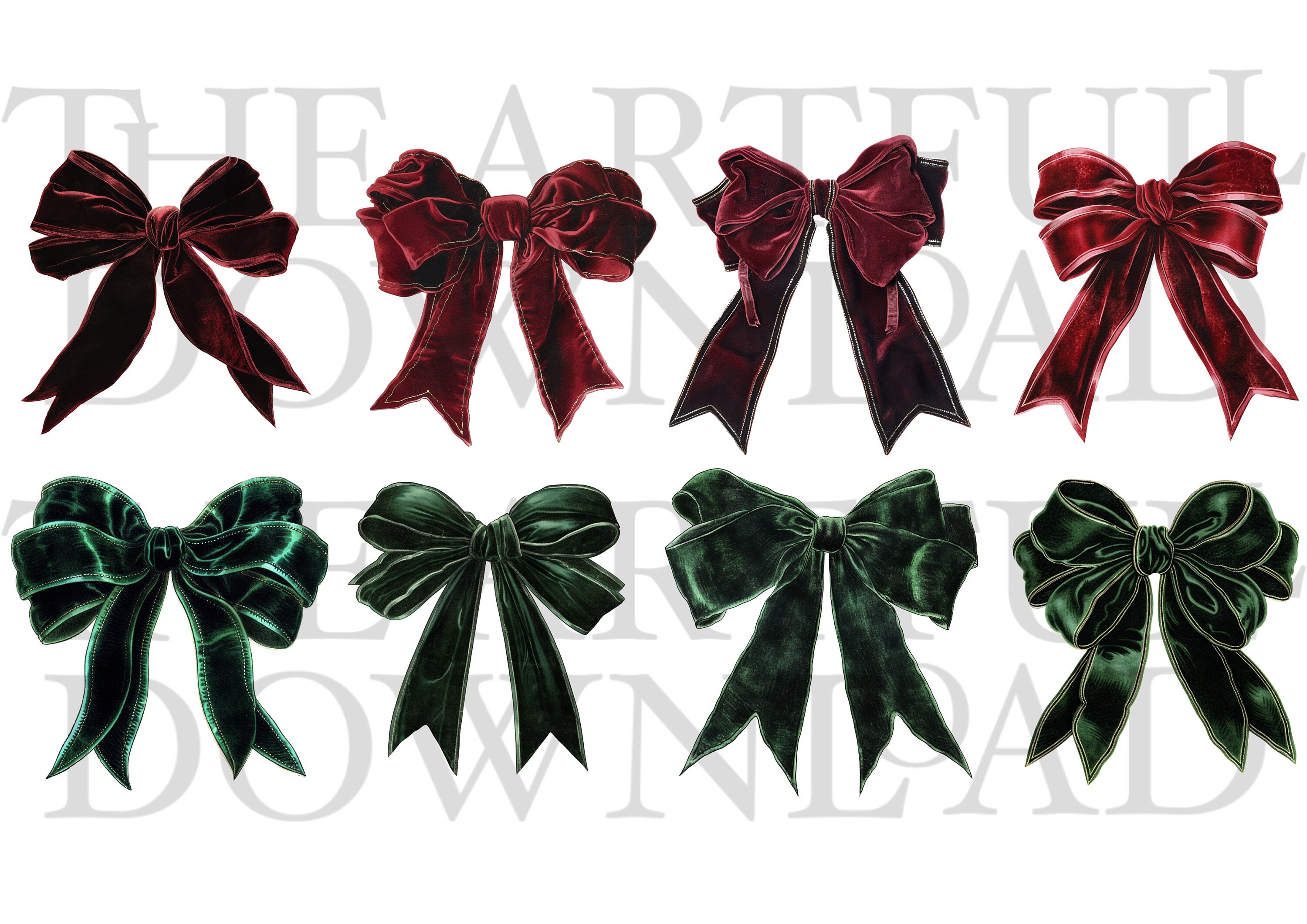 Velvet Bow Clip Art, Png Images, Digital Product, Printable, Download ...