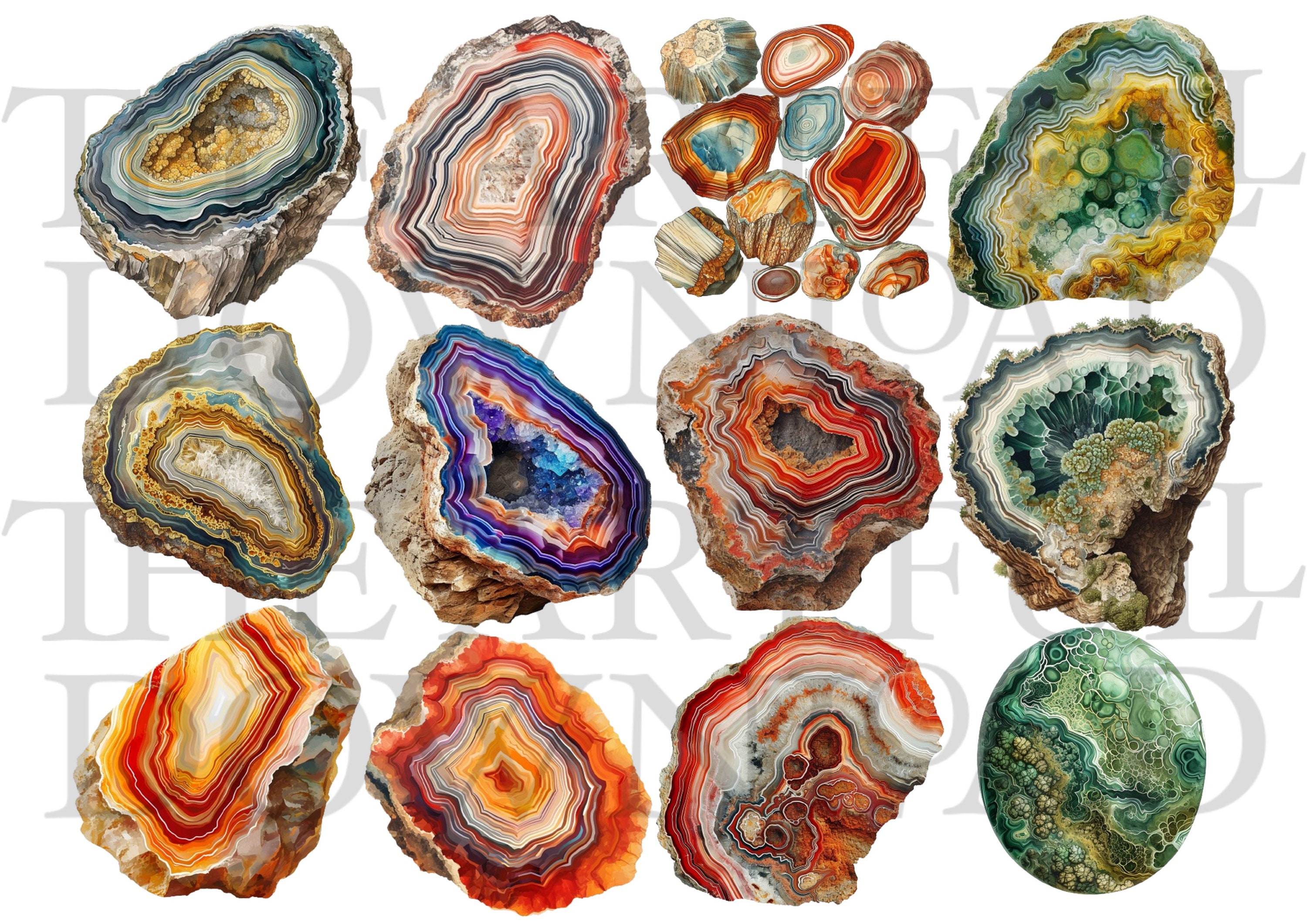 Agate Geodes Clip Art, Png Images, Digital Product, Printable, Download ...