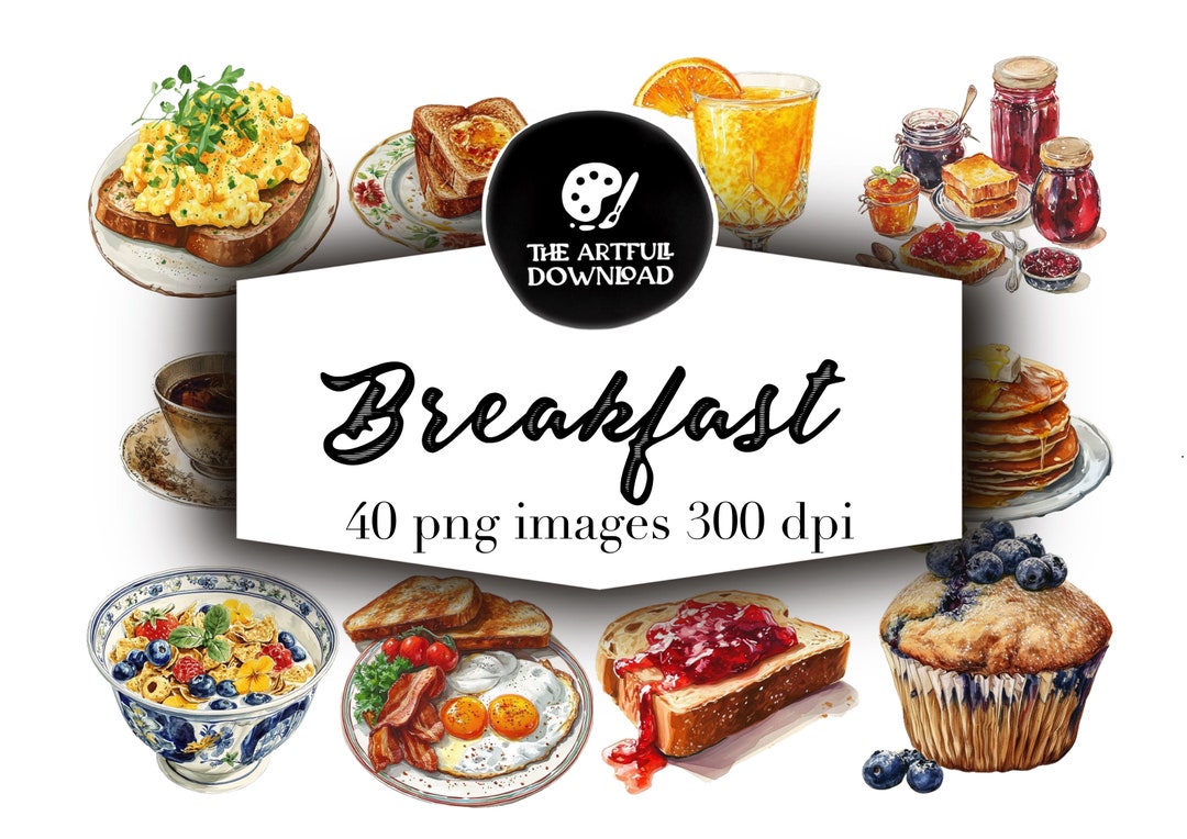 Breakfast Clip Art, Png Images, Digital Product, Printable, Download ...