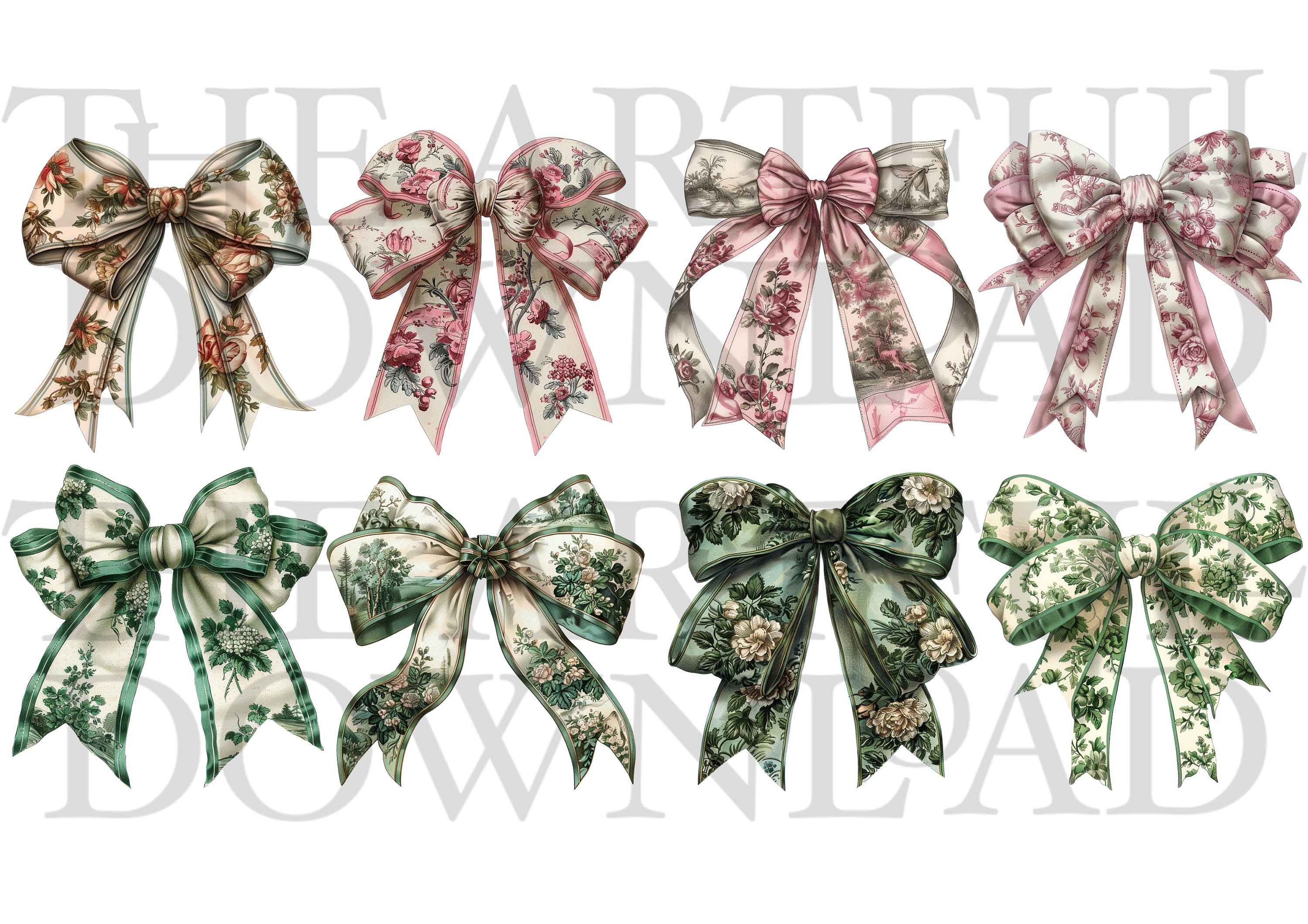 Toile Bows Clip Art, Png Images, Digital Product, Printable, Download ...