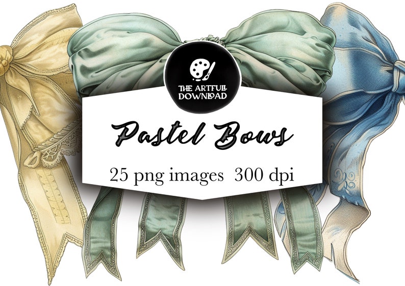 Pastel Bows Clip Art, Png Images, Digital Product, Printable, Download ...