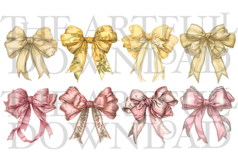 Pastel Bows Clip Art, Png Images, Digital Product, Printable, Download ...