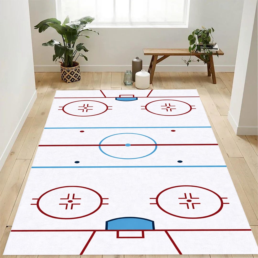 Hockey Rink Rug, Ice Hockey Sports Theme, Kids Room Decor (machine ...