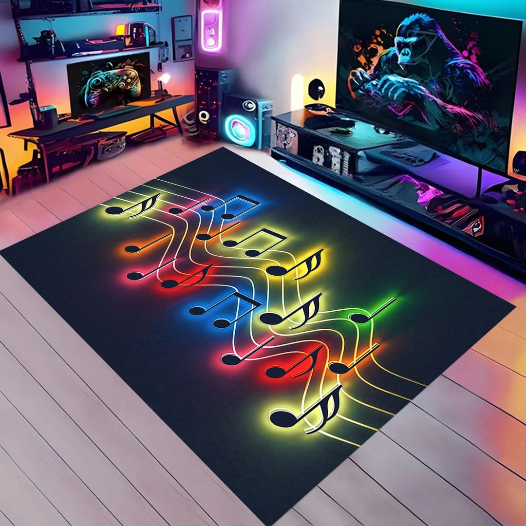 Colorful Music Notes Rug: Modern Music Room Decor - Etsy