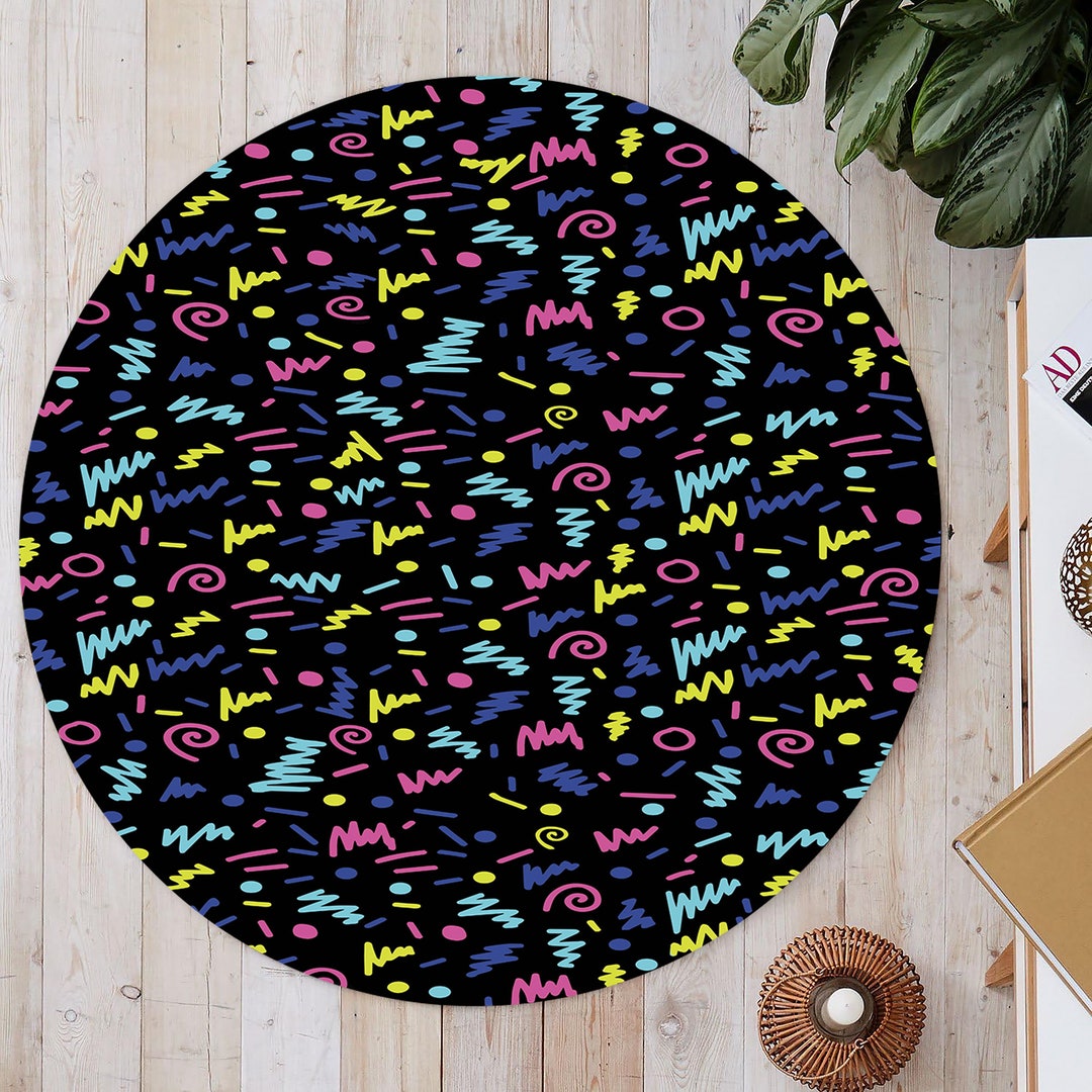 Arcade Rug, Arcade Round Rug, Round Rug, Colorful Arcade Rug,arcade ...