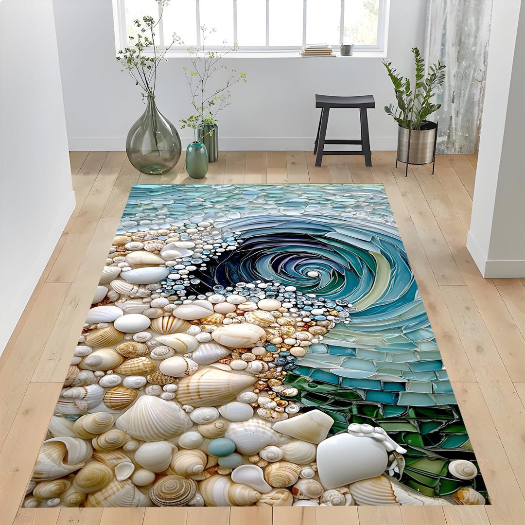 3D Water Surface Wiev Mat, Sea Rug, Sea Wave Rug, Sea Foam Rug ...