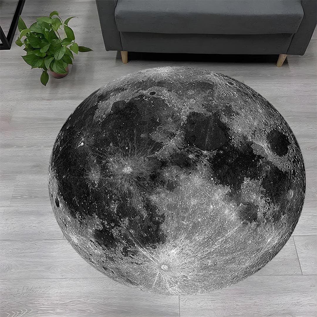 Moon Round Rug: Galaxy Space Rug, Kids Room Decor - Etsy