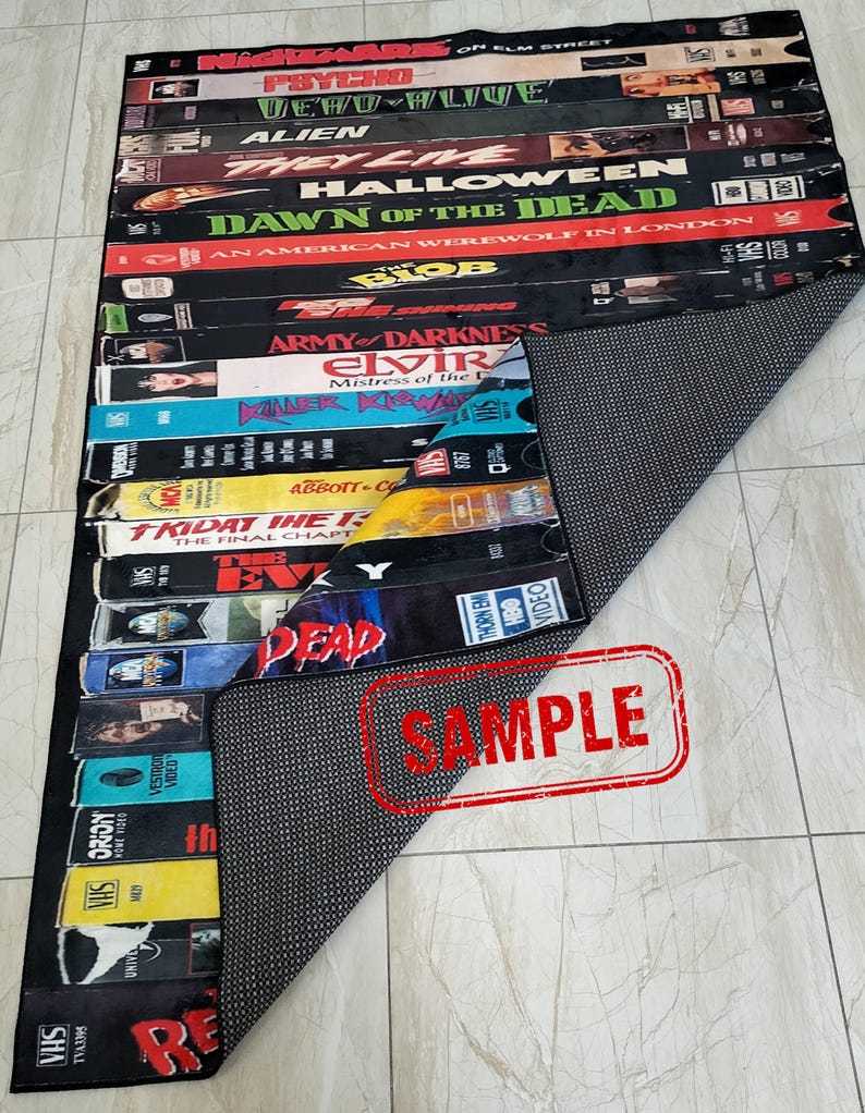Retro VHS Horror Movie Rug: Cinema Room Decor - Etsy UK