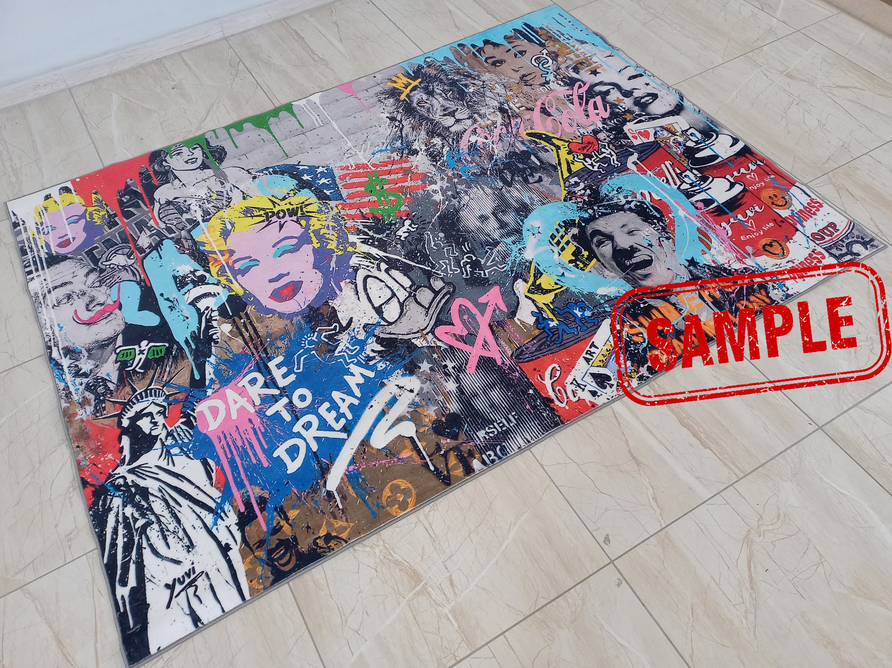 Neon Rug Neon Citycity Pattern Rug Color City Rug Night - Etsy