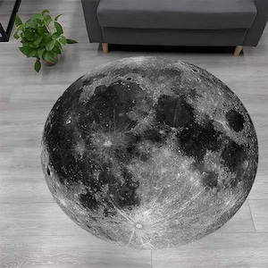 Moon Round Rug, Moon Planet Rug, Vibrant Moon Rug, Living Room Rug ...