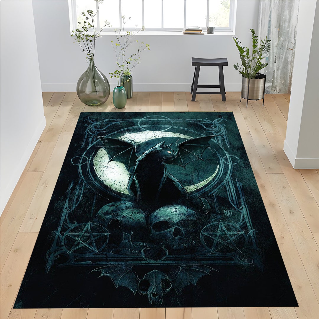 Skull Rug,cat Rug,skull Art Rug,horror Rug,modern Skull Rug,fantastic ...