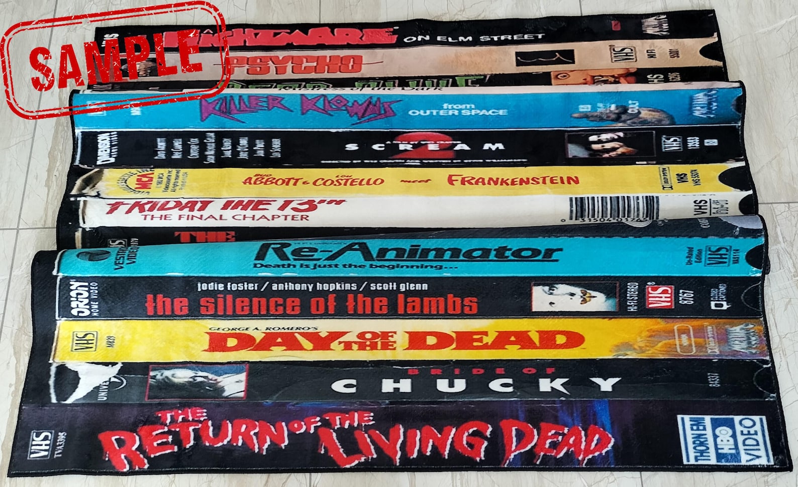 Retro VHS Horror Movie Rug: Cinema Room Decor - Etsy