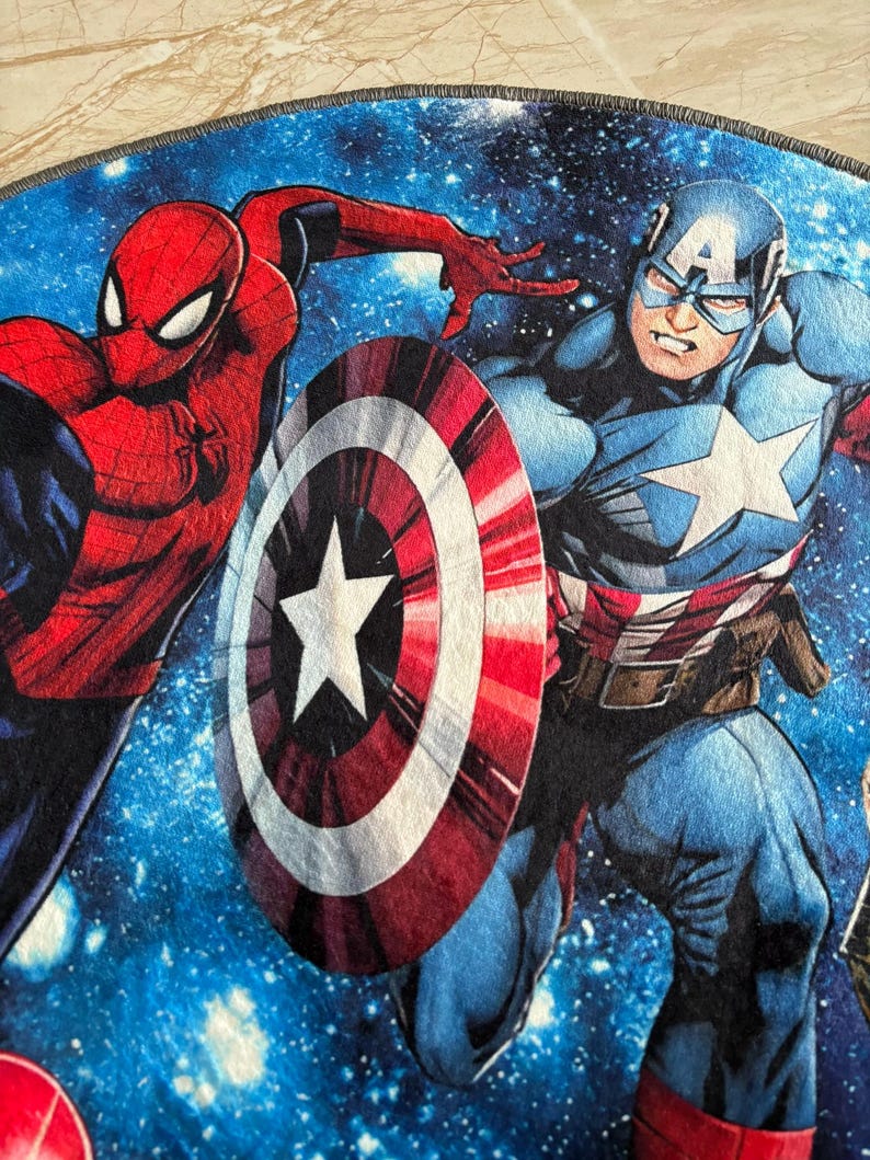 Marvel Avengers Round Rug, Kids Room Decor - Etsy