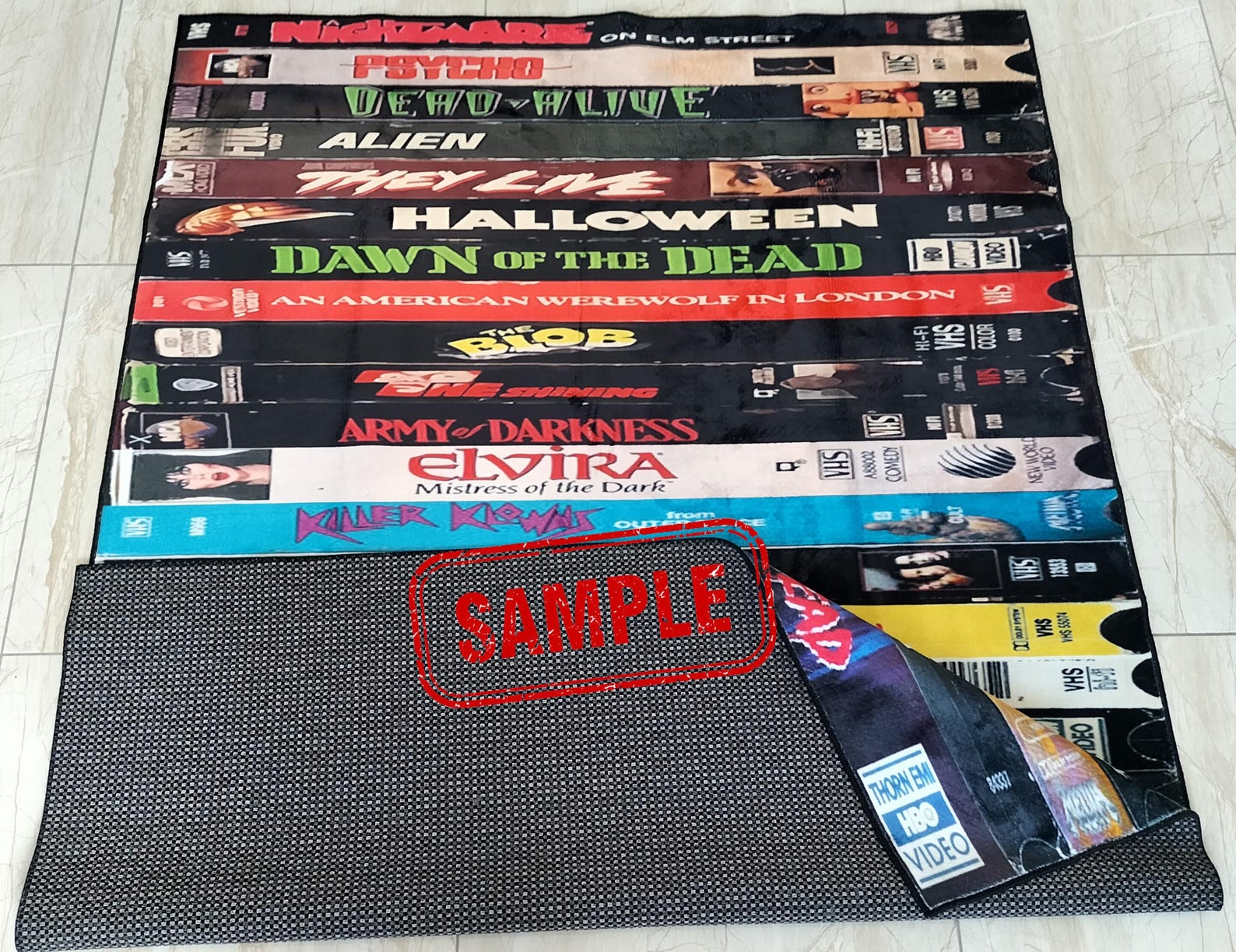 Retro Horror Movie VHS Rug - Cinema Room Decor - Etsy